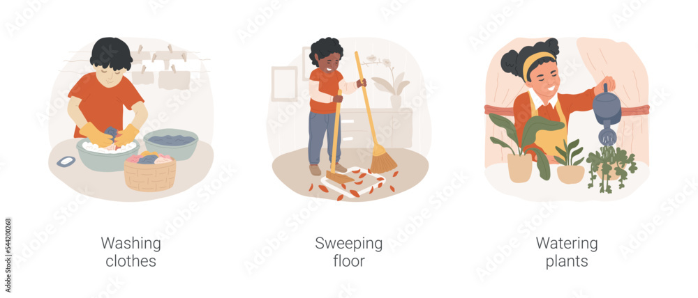 Montessori practical life skills isolated cartoon vector illustration ...