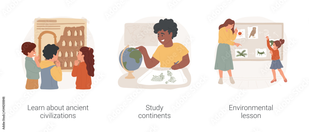 Social studies at elementary school isolated cartoon vector ...