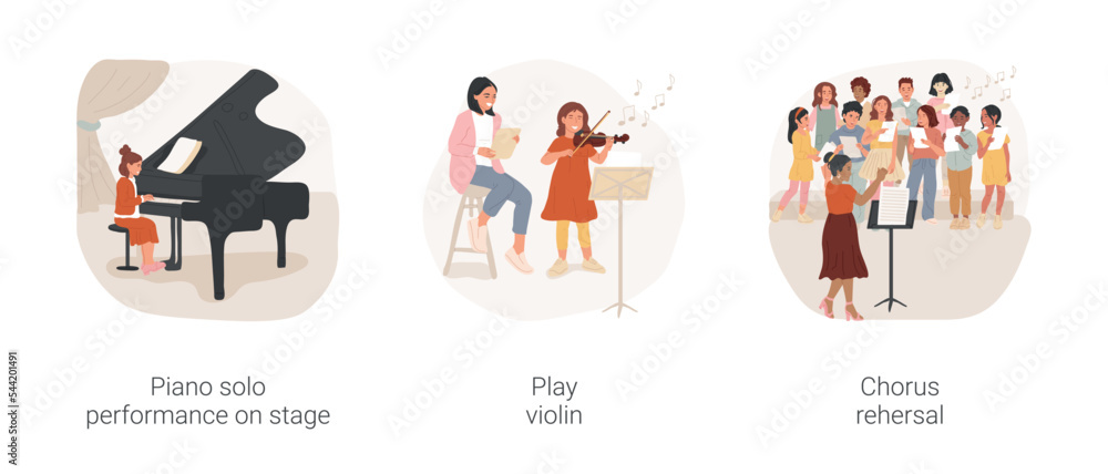 Classic music classes for children isolated cartoon vector illustration ...