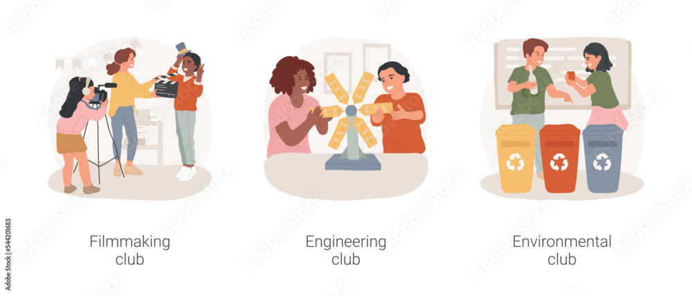 Elective activities and clubs isolated cartoon vector illustration set ...