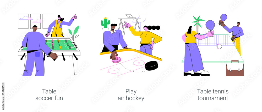 Entertainment with colleagues isolated cartoon vector illustrations set ...