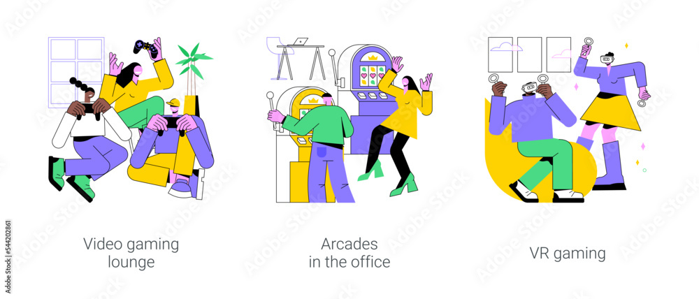 Office life entertainment isolated cartoon vector illustrations set ...