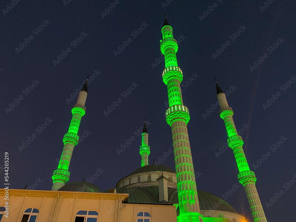 Large beautiful high muslim mosque islamic temple for prayers to god ...