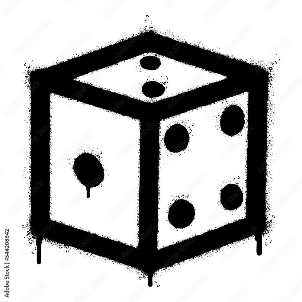Spray Painted Graffiti Dice cube icon Sprayed isolated with a white ...