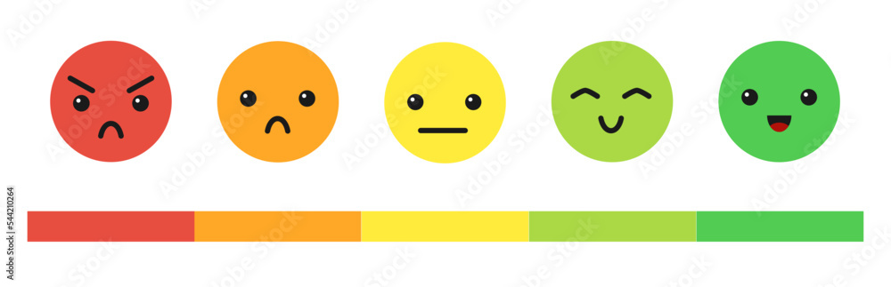 Emoji faces icon set. Emotional mood scale levels multicolored ...