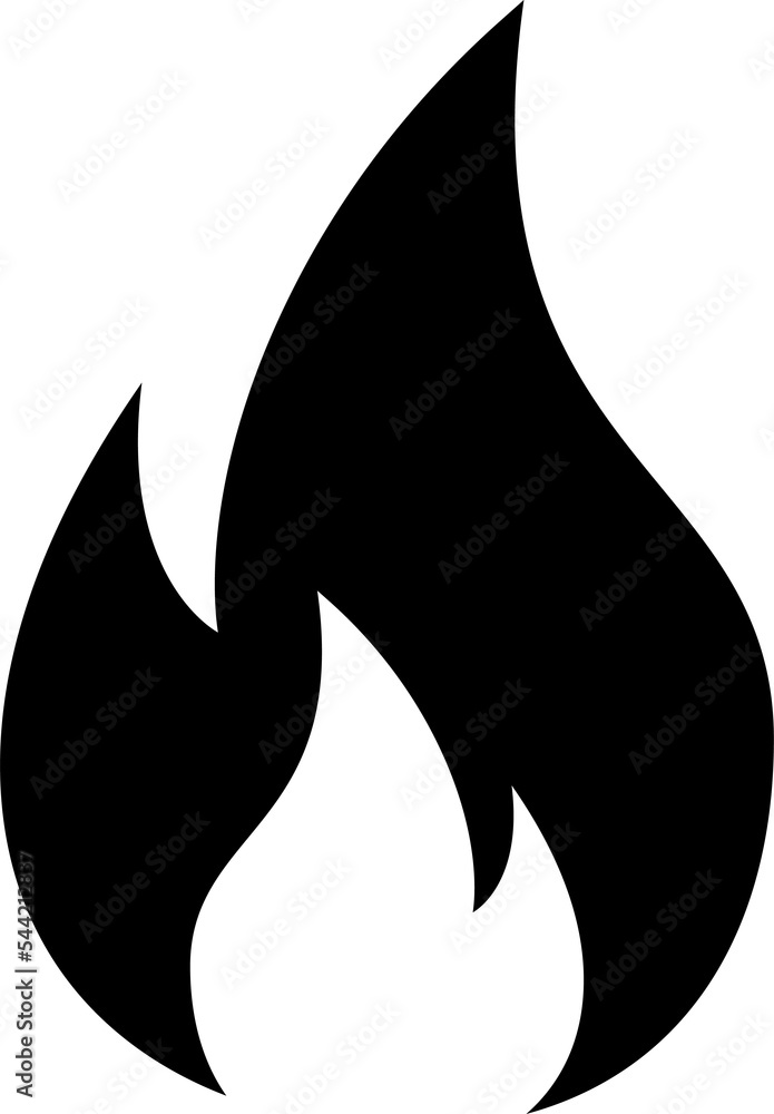 Fire flame icon. Fire symbol in black. Flame sign on transparent ...