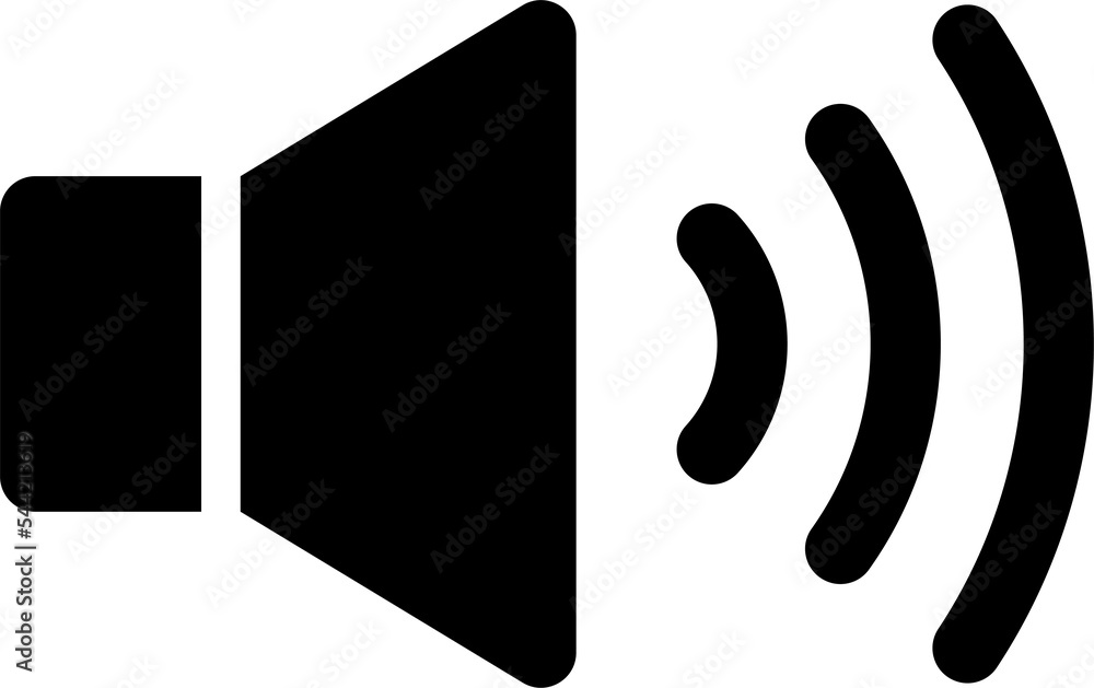 Volume sound. Audio icon in png. Music sign in black. Speaker on ...