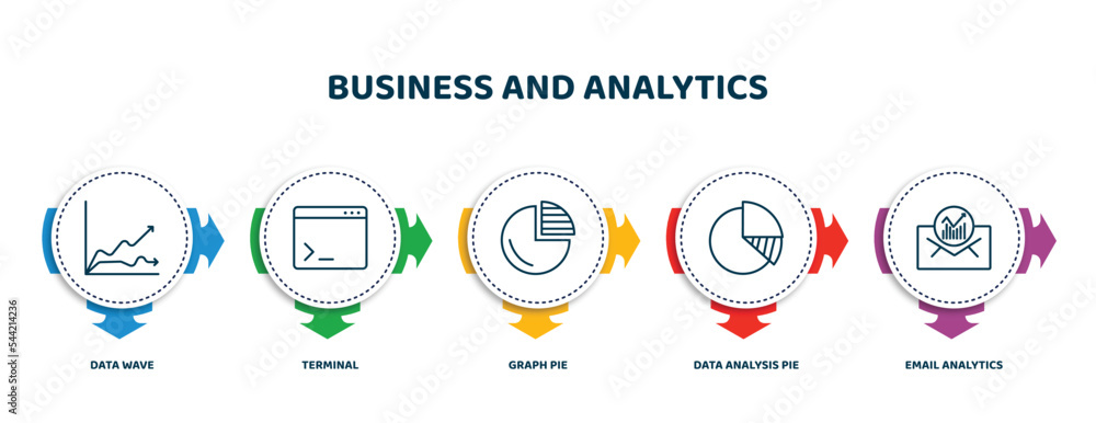 editable thin line icons with infographic template. infographic for business and analytics ...