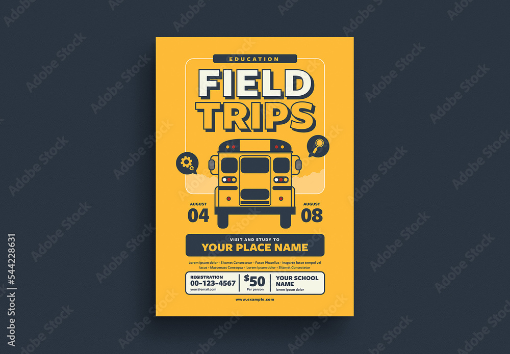 Modern Fields Trips Flyer Stock Template | Adobe Stock