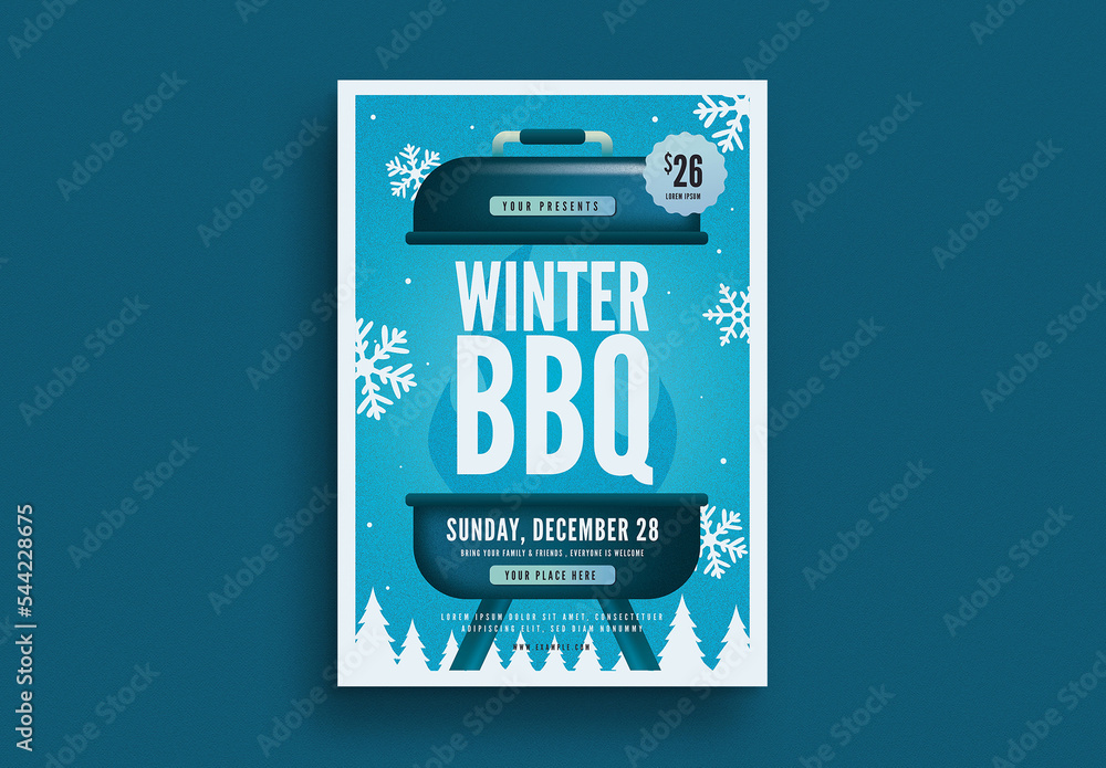 Winter BBQ Event Flyer Stock Template | Adobe Stock