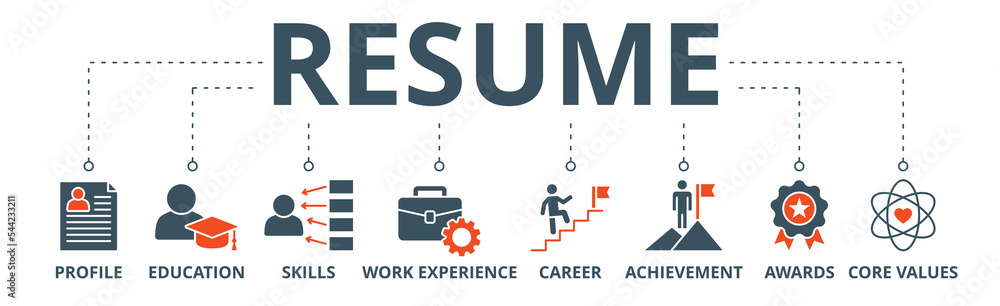 Resume banner web icon vector illustration concept with icon of profile ...