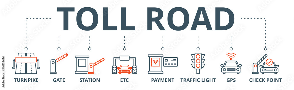 Toll road banner web icon vector illustration concept with icon of ...