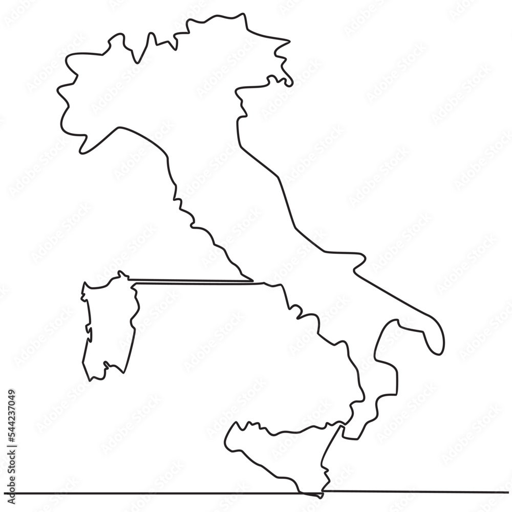 Continuous line drawing of map Italy vector line art illustration Stock ...
