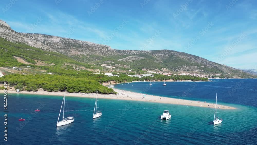 Zlatni rat beach Brac Croatia drone aerial view Stock Video | Adobe Stock