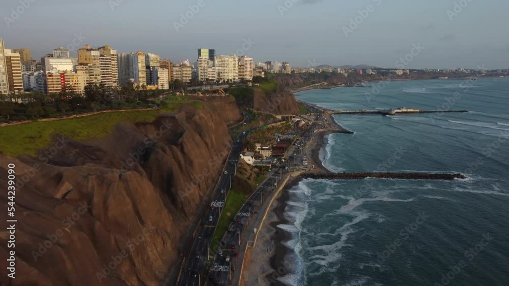 Drone video of coastal freeway in Lima, Peru called "Costa Verde" To ...