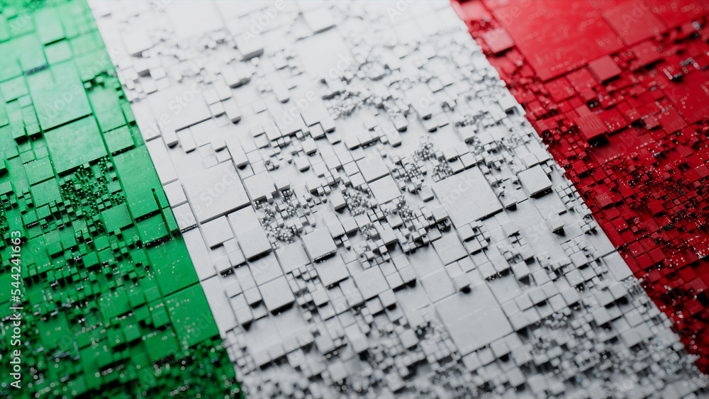 Flag of Italy rendered in a Futuristic 3D style. Italian Innovation ...