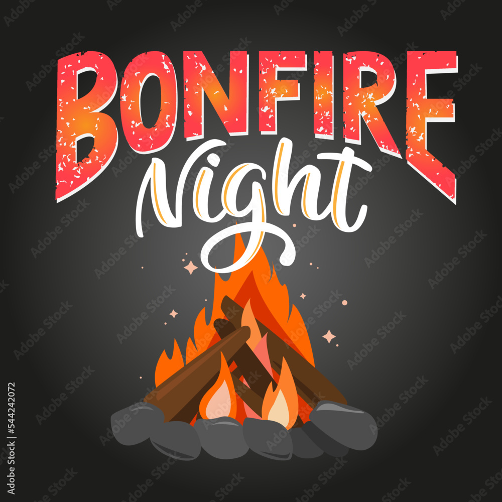Bonfire Night. Guy fawkes night. Vector lettering illustration ...