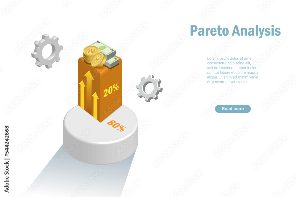 Pareto principle chart of 80 20 rule for successful business efficiency ...