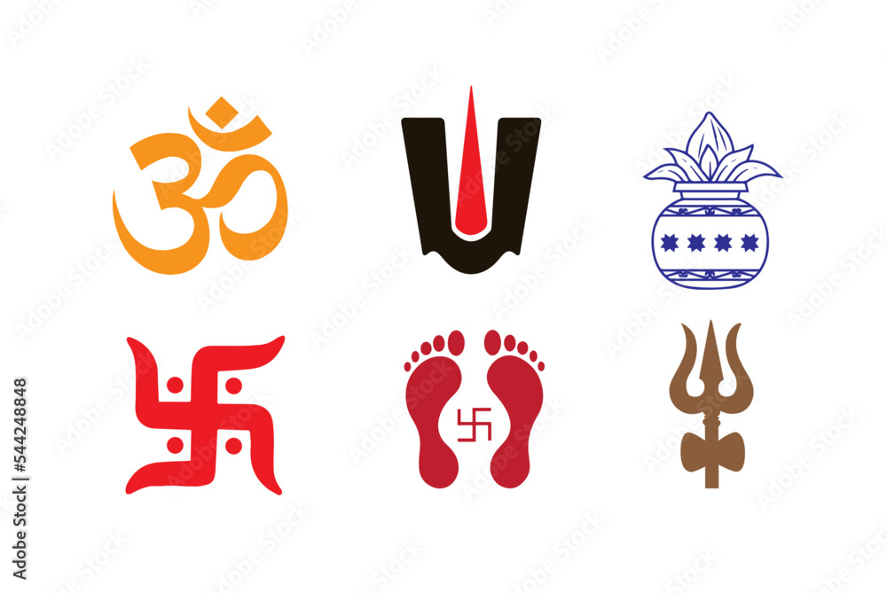set of icons for Hindu cultural design symbols Stock Vector | Adobe Stock