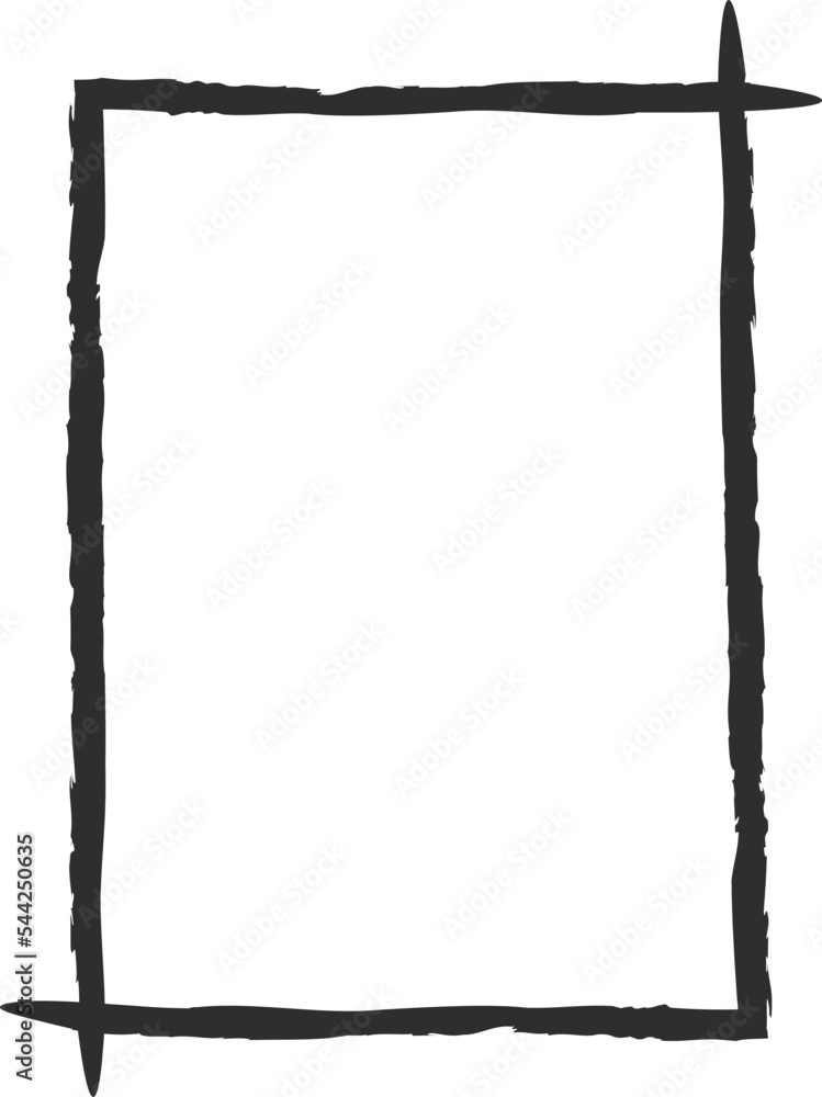 Chalk style square frame vector illustration. Hand drawn rectangle ...