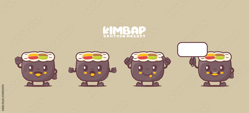 kimbap cartoon mascot. korean food vector illustration Stock Vector ...
