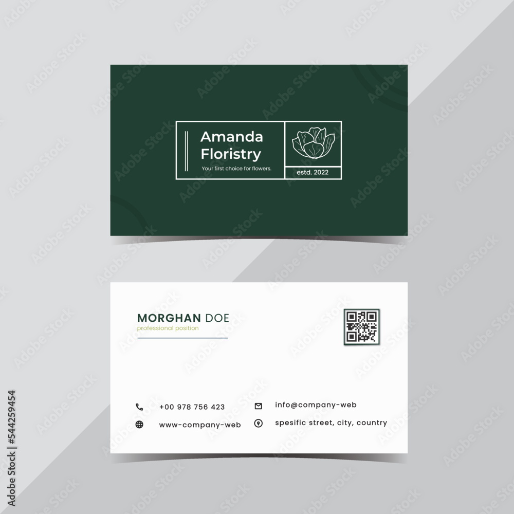 Modern professional green business card template, with floral logo ... Modern professional green business card template, with floral logo ...