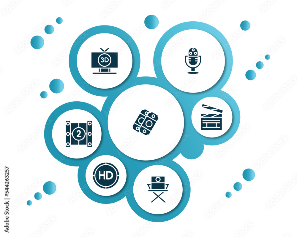set of filled icons with infographic template. flat icons such as 3d ...