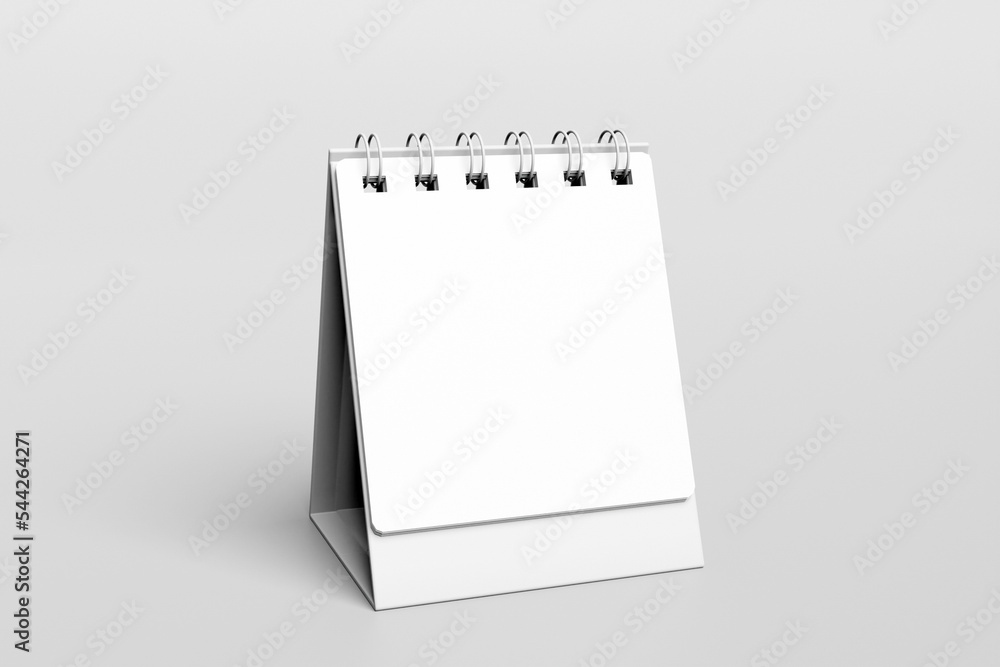 Blank realistic standing spiral table calendars for mockup on grey ...