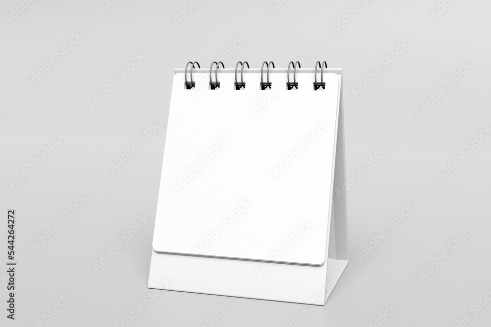 Blank realistic standing spiral table calendars for mockup on grey ...