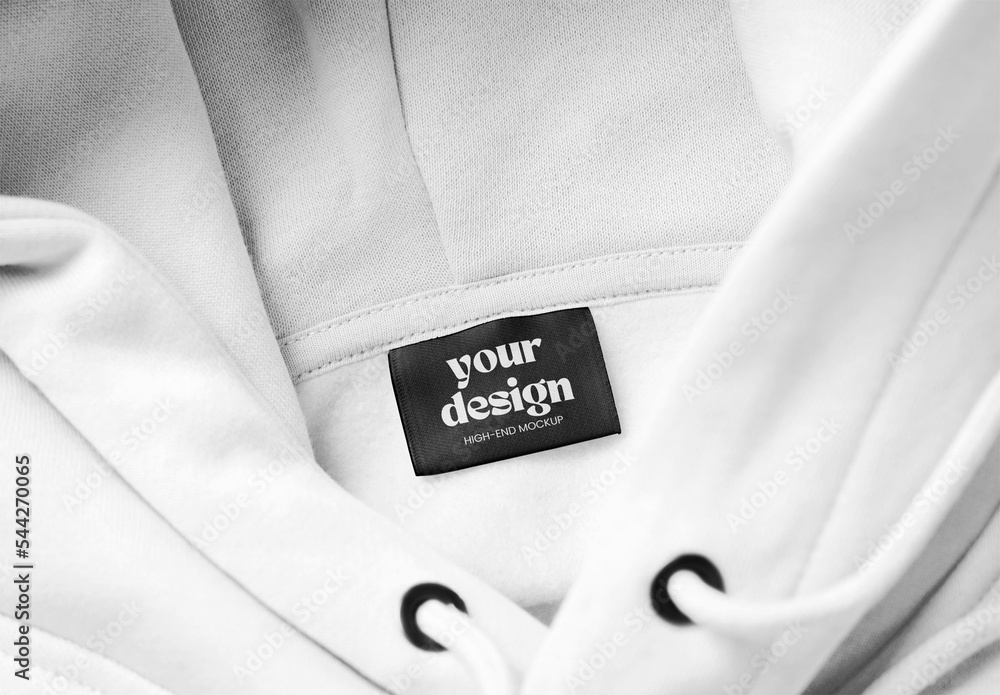 Neck Fabric Label on a Hoodie With Customizable Color Stock Template ...
