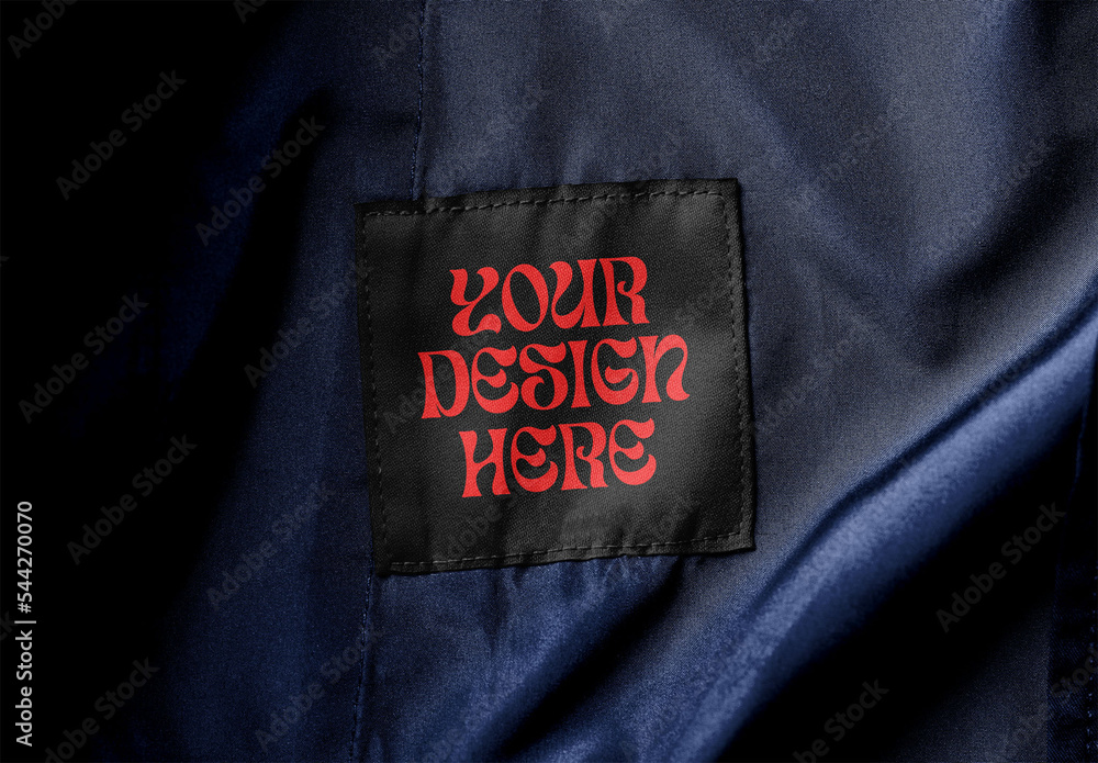Square Fabric Label Mockup on Piece of Apparel Stock Template | Adobe Stock