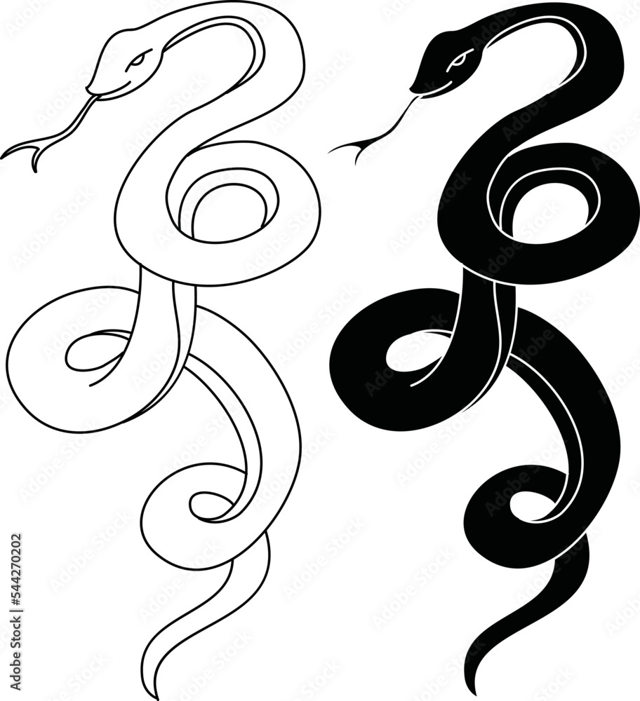 Hand drawn snake vector Illustration on black background.Milk snake ...