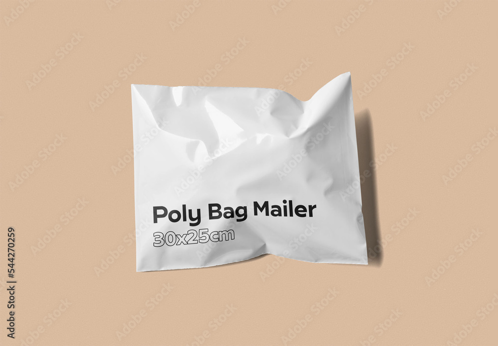 Poly Mailer Mockup in Horizontal Position Stock Template | Adobe Stock