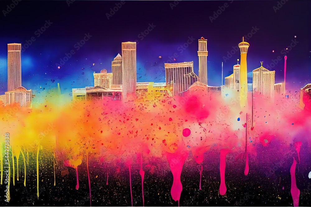 concept of a Las Vegas Strip and city skyline at night, Nevada, USA ...