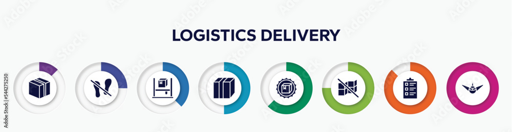 infographic element with logistics delivery filled icons. included ...