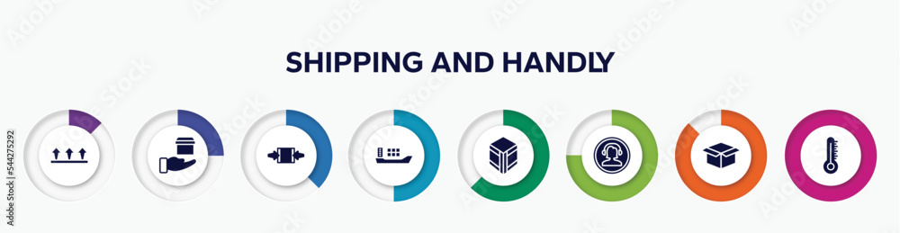 infographic element with shipping and handly filled icons. included ...