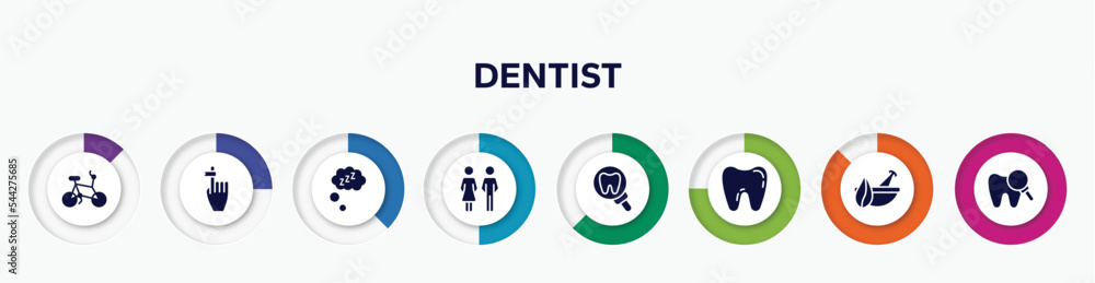 infographic element with dentist filled icons. included bicycle healthy ...