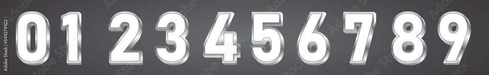 Numbers 3D letters 3D numbers number fonts gradation strength steel ...