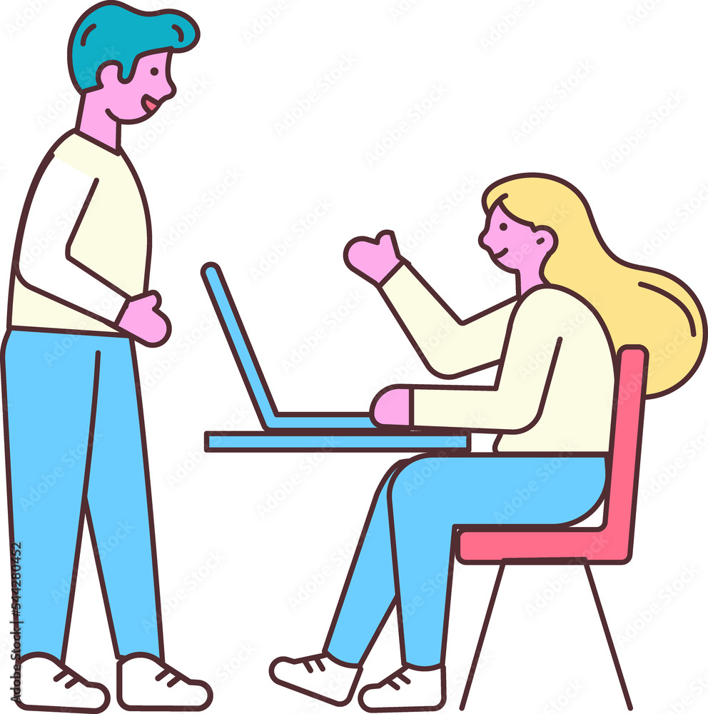 Cartoon handdrawn line art friends Stock Illustration | Adobe Stock