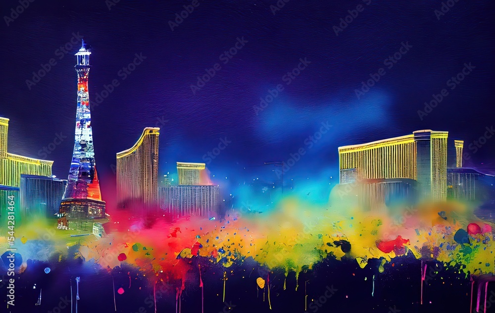 concept of a Las Vegas Strip and city skyline at night, Nevada, USA ...