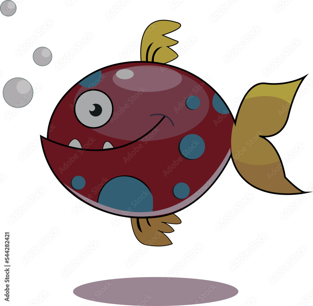 Vetor de Cute fish cartoon, illustration of Cute fish cartoon, Cartoon ...