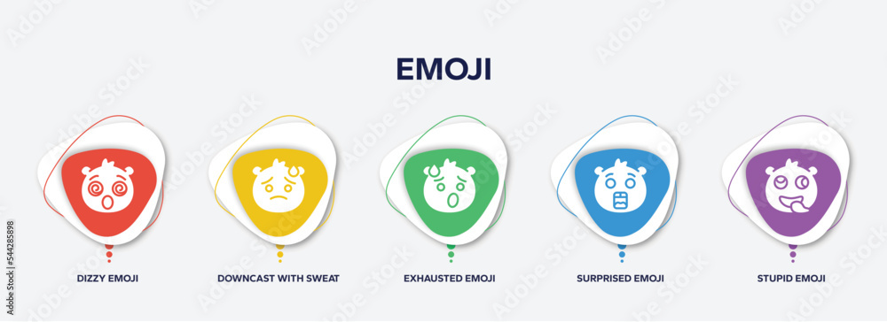 infographic element template with emoji filled icons such as dizzy ...