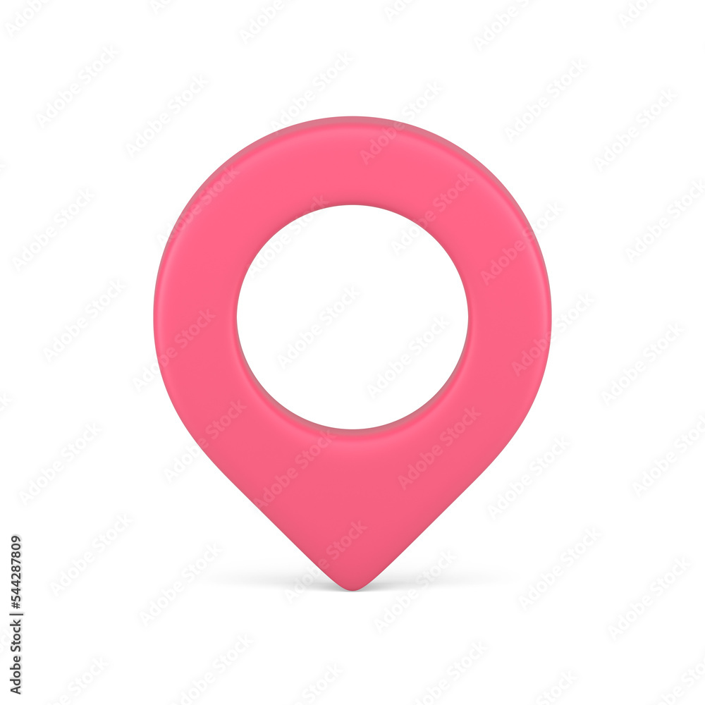 Vertical pink map pin with hole attached GPS pointer location place ...