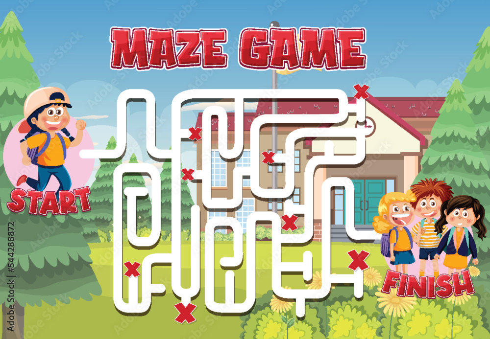 Maze game template for kids Stock Vector | Adobe Stock