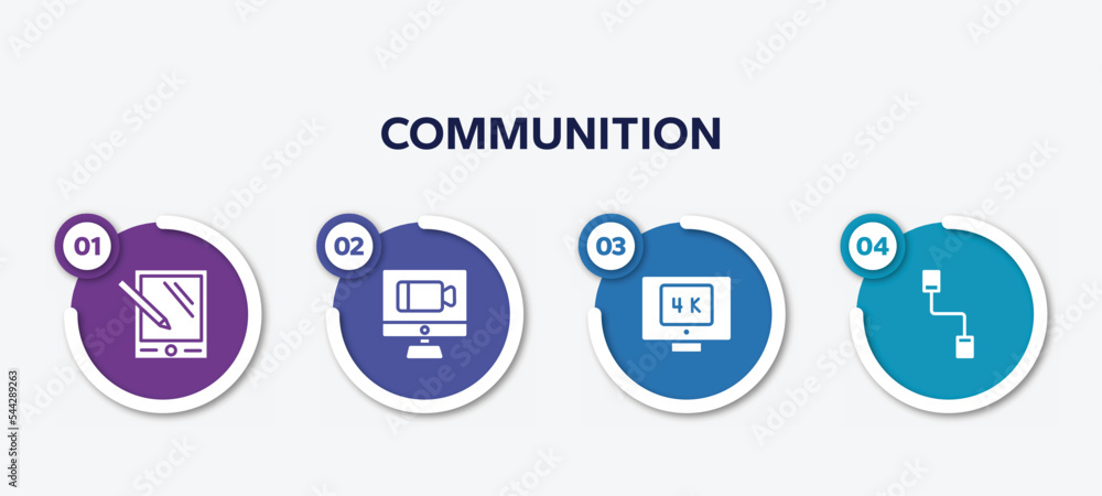 infographic element template with communition filled icons such as pda ...