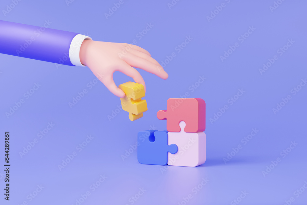 Hand businessman holding jigsaw puzzle pieces Brainstorming teamwork ...