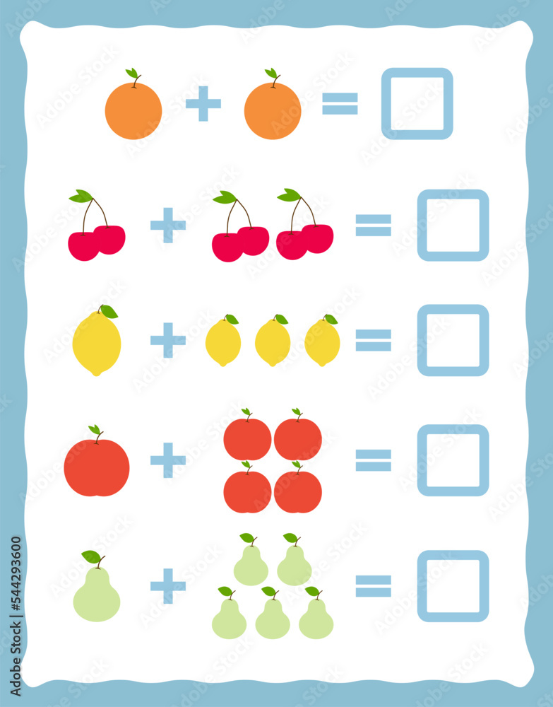 Activity page/sheet for kids with fruits. Kids puzzle. Vector ...
