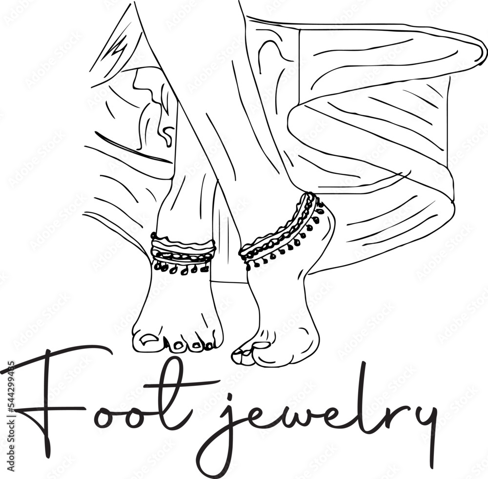 Indian foot jewellery logo, foot jewellery vector illustration, women's ...