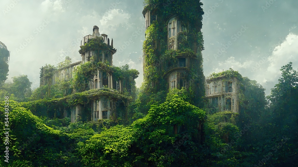 The ancient building is captured by nature and vegetation of the palace ...
