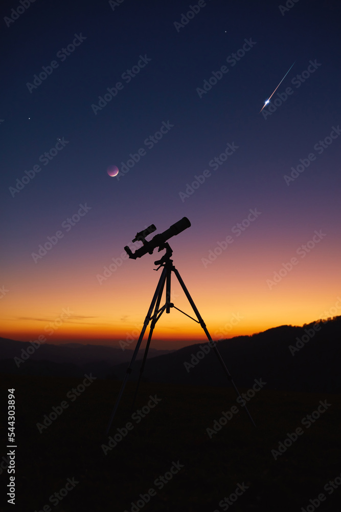 Astronomy telescope for observing night sky, Moon, planets, stars and ...